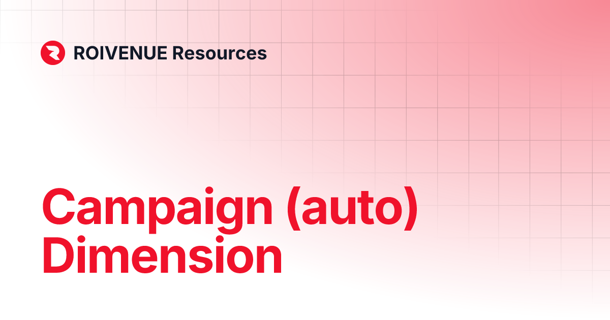 Campaign (auto) Dimension | ROIVENUE Resources